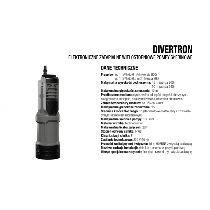 Pompa głębinowa DIVERTRON 650 DAB automatyczna - Hydros Pompy i Hydrofory